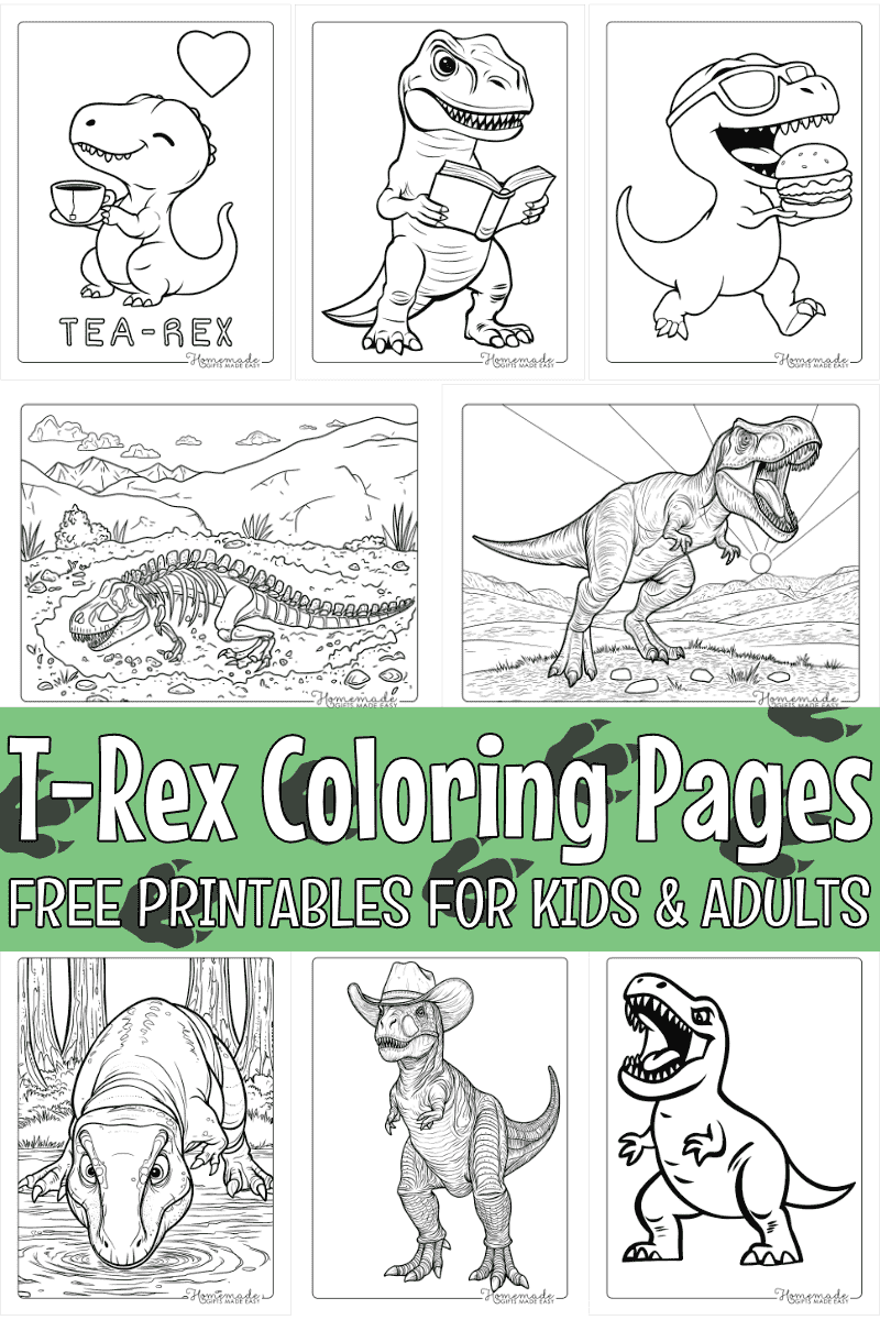 T-Rex Coloring Page (Free PDF Printables) - TooGoodEngravings